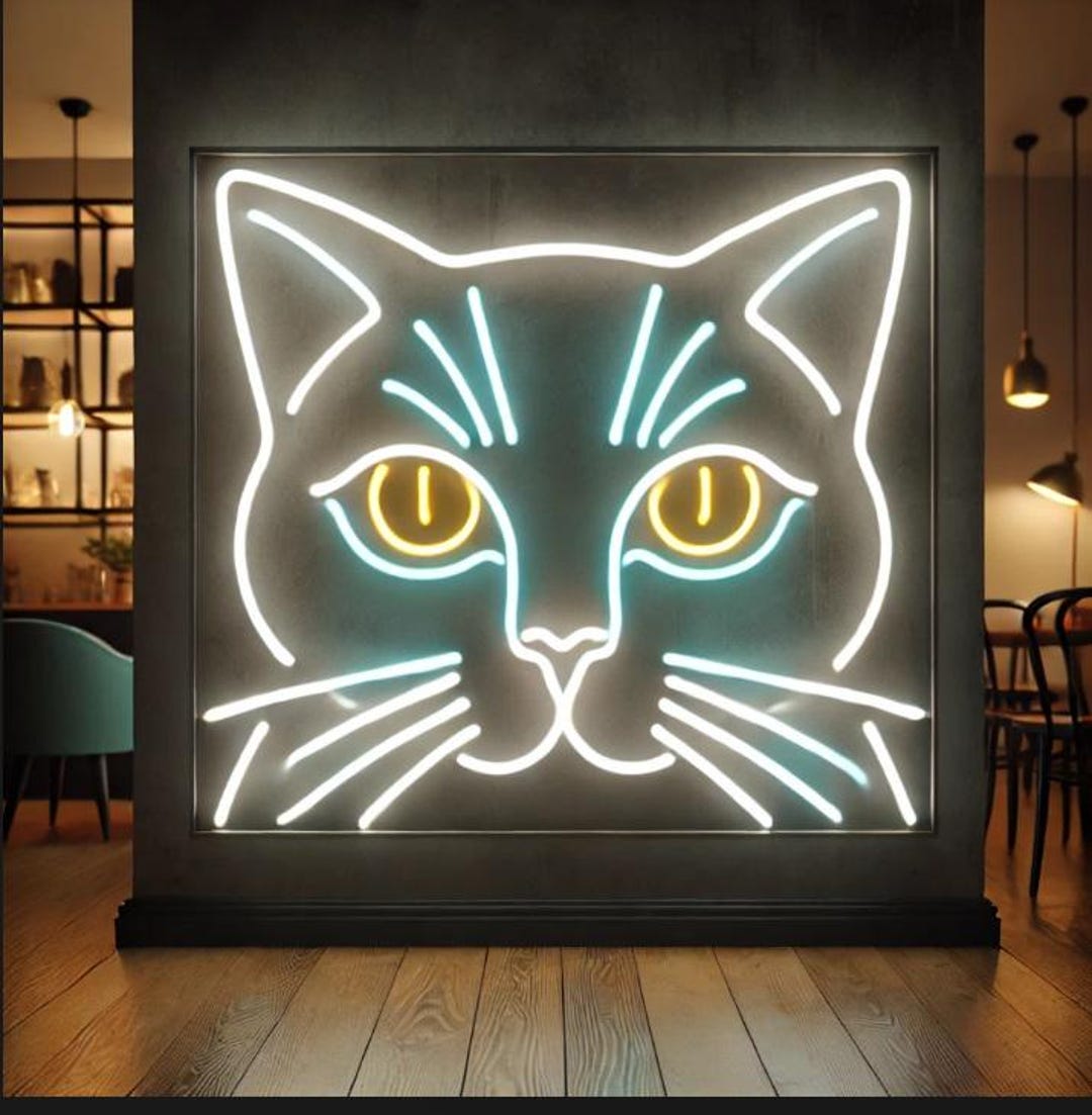 Cat Neon Sign, Neon Sign Cat Shape, Cat Silhouette Neon Sign, Neon ...