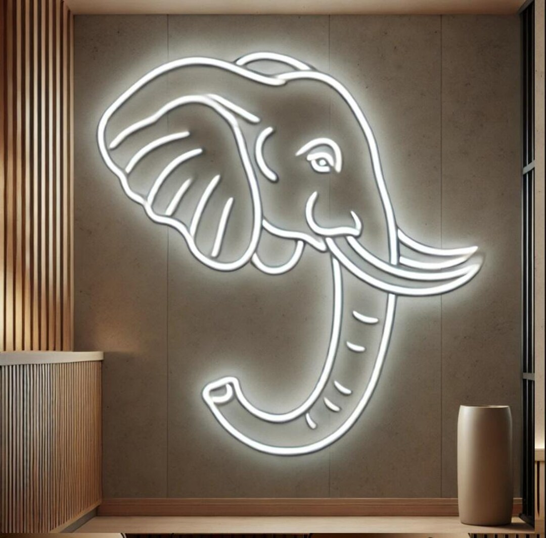 Elephant Neon Sign, Elephant Head-shaped Neon Light, Lighted Elephant ...