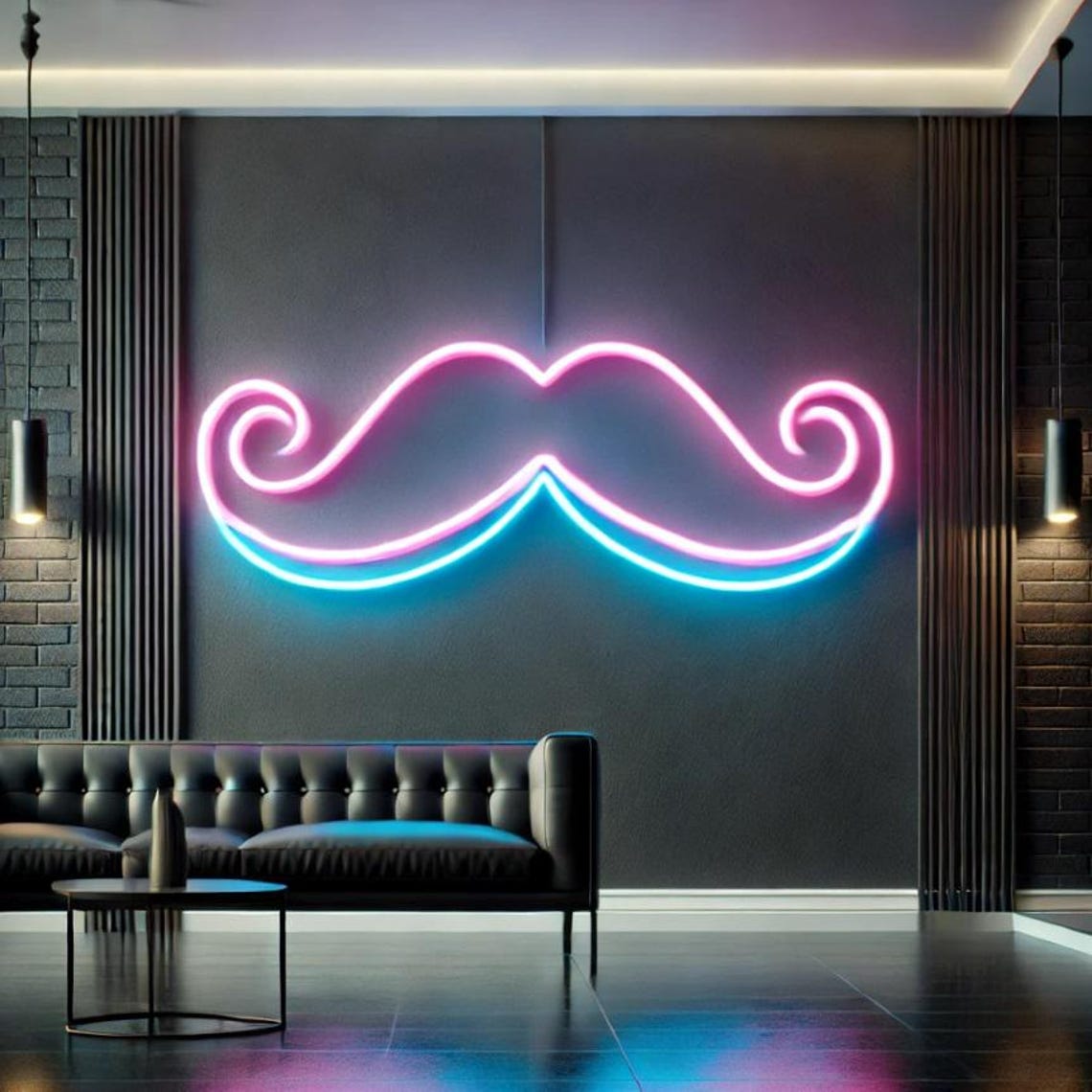Mustache Neon Sign, Neon Sign Mustache, Mustache Neon Light, Mustache ...