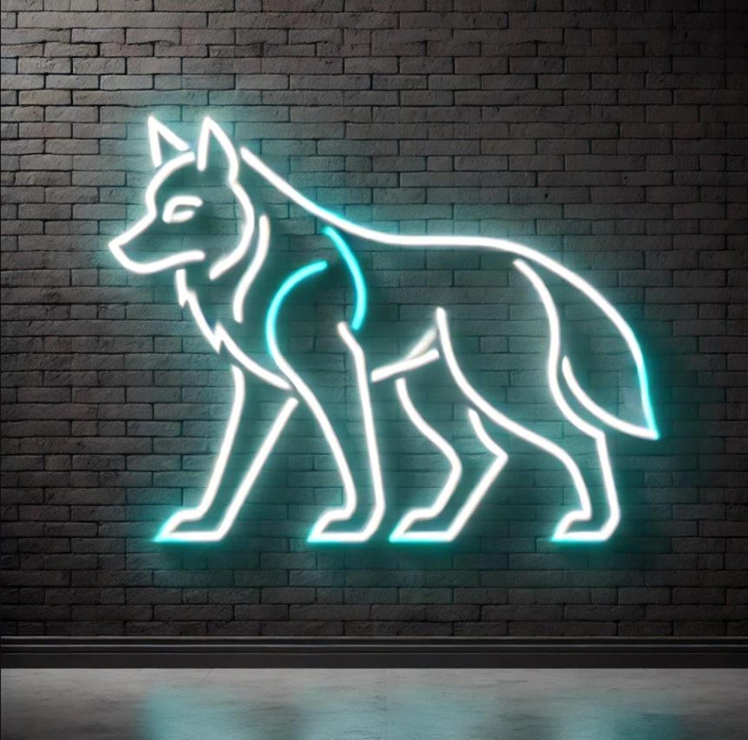 Wolf Neon Sign, Howling Wolf Neon Sign, Neon Wolf Light, Custom Neon ...