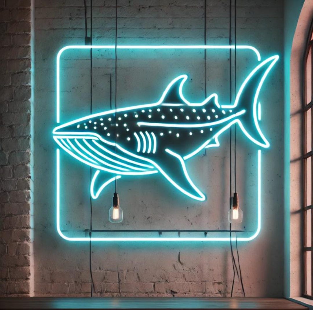 Neon Sign Whale Shark, Whale Shark Neon Light, Neon Whale Shark Sign ...