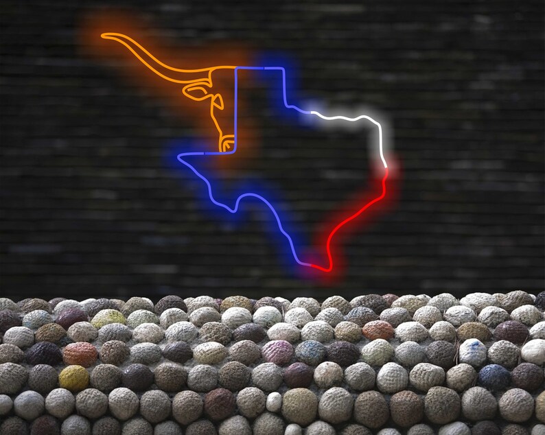 Texas Neon Sign, Texas State Map Neon Sign, Neon Light Map, Texas Neon ...