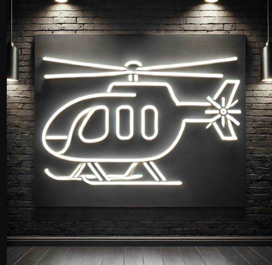 Helicopter Neon Sign, Neon Helicopter Sign, Helicopter LED Neon Light ...