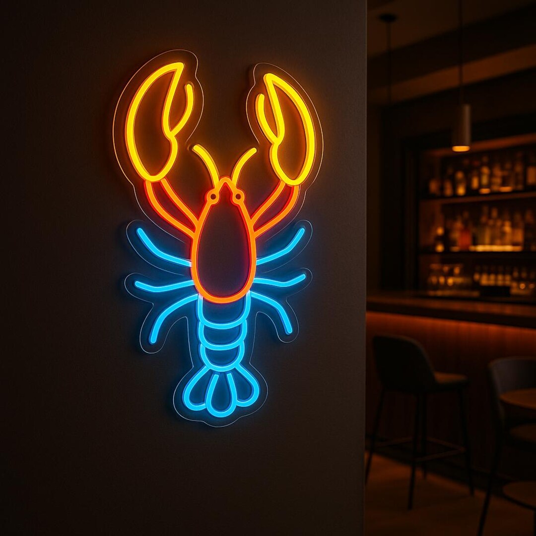 Lobster Neon Sign – Coastal LED Wall Decor for Seafood Restaurant or ...