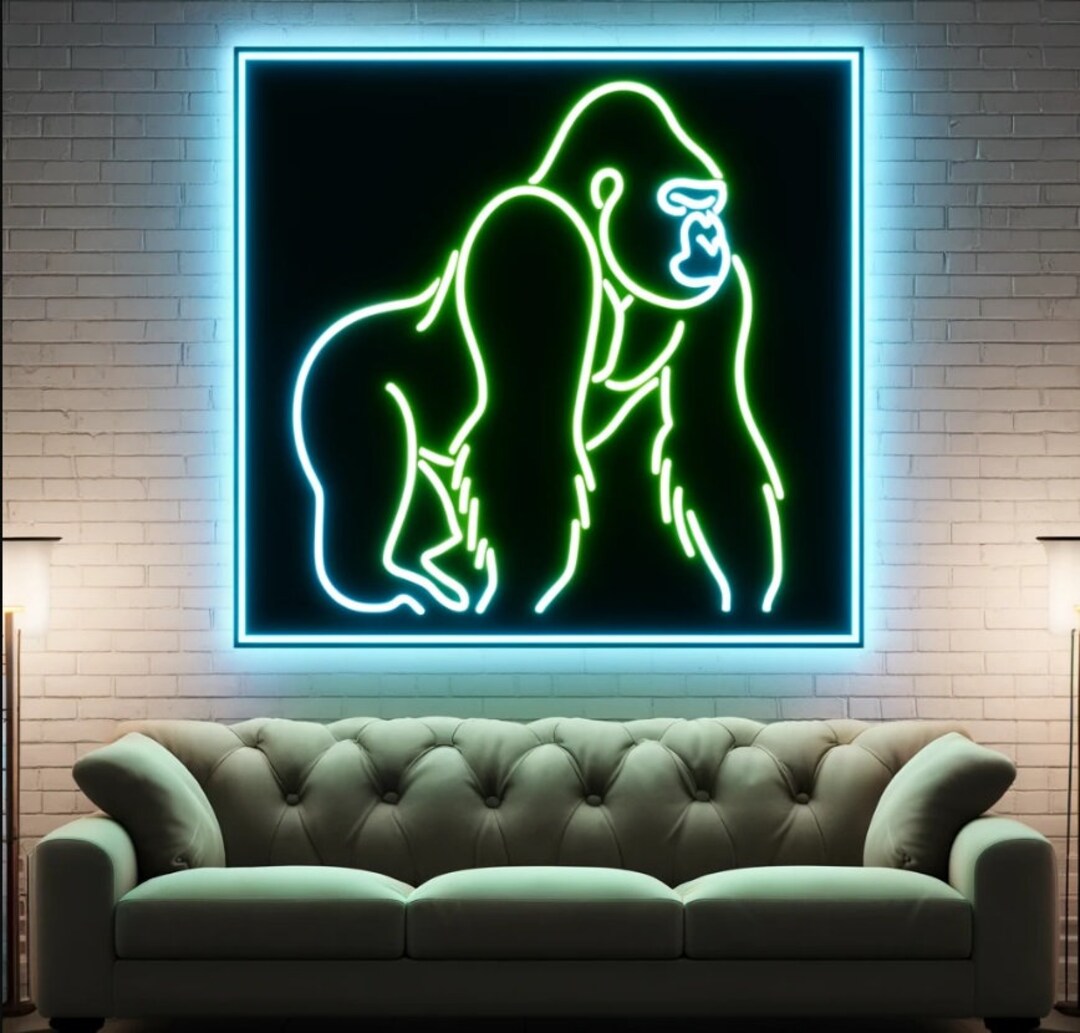 Neon Gorilla Sign, Gorilla Face Neon Light, Open Mouth Gorilla Neon ...