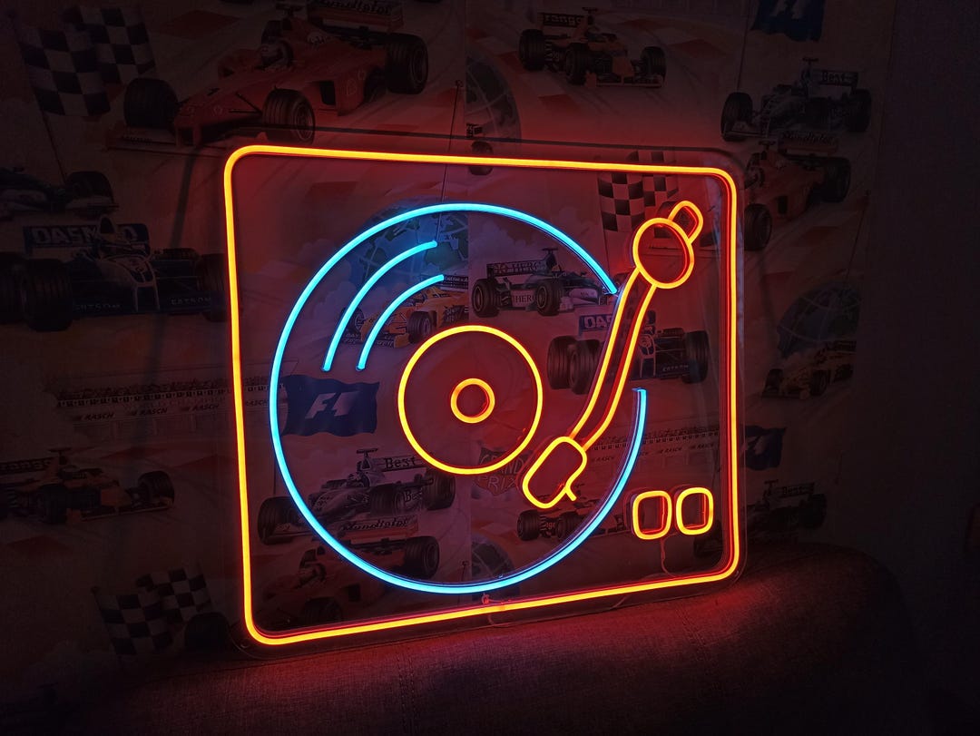 Vinyl Record Player Neon Sign – Retro Turntable Wall Light for Djs ...