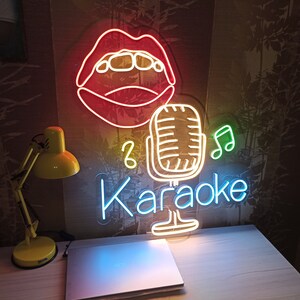 Karaoke Neon Sign, Karaoke Bar Neon Sign, Microphone Neon Sign, Music ...