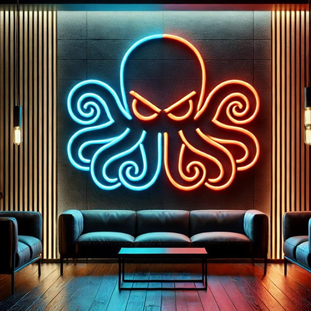 Octopus Neon Sign, Octopus LED Sign, Neon Wall Sign Octopus, Octopus ...