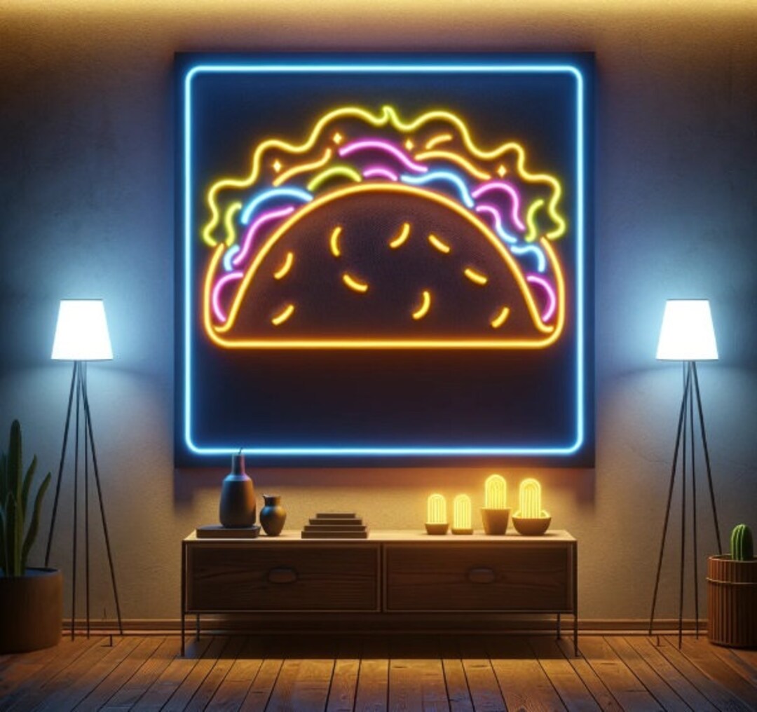 Taco Neon Sign, Taco LED Neon Light, Neon Fast Food Sign, Neon Food ...