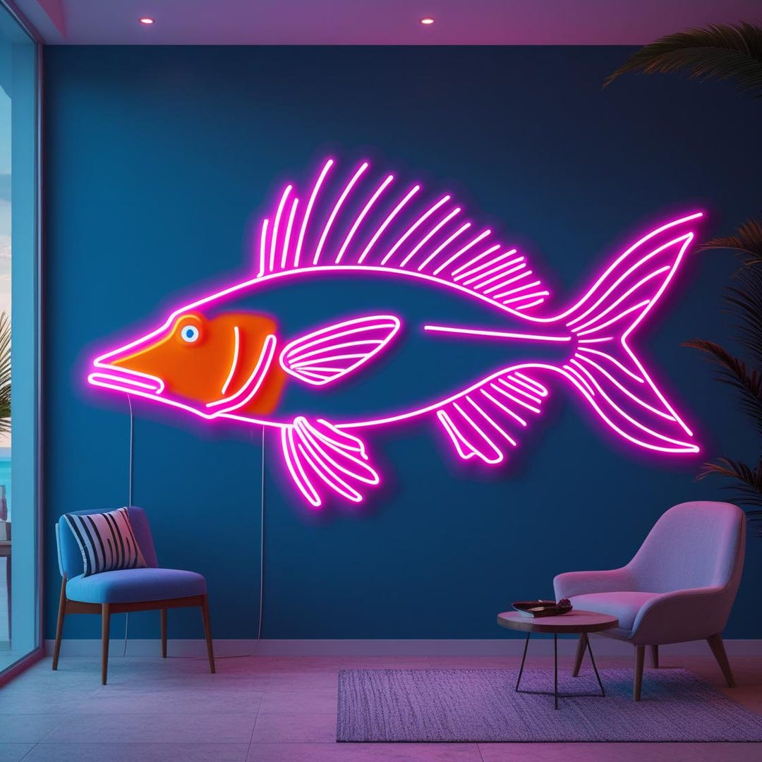 Fish Neon Sign, Tropical Fish Neon Sign, Sea Fish Neon Sign, Aquarium ...