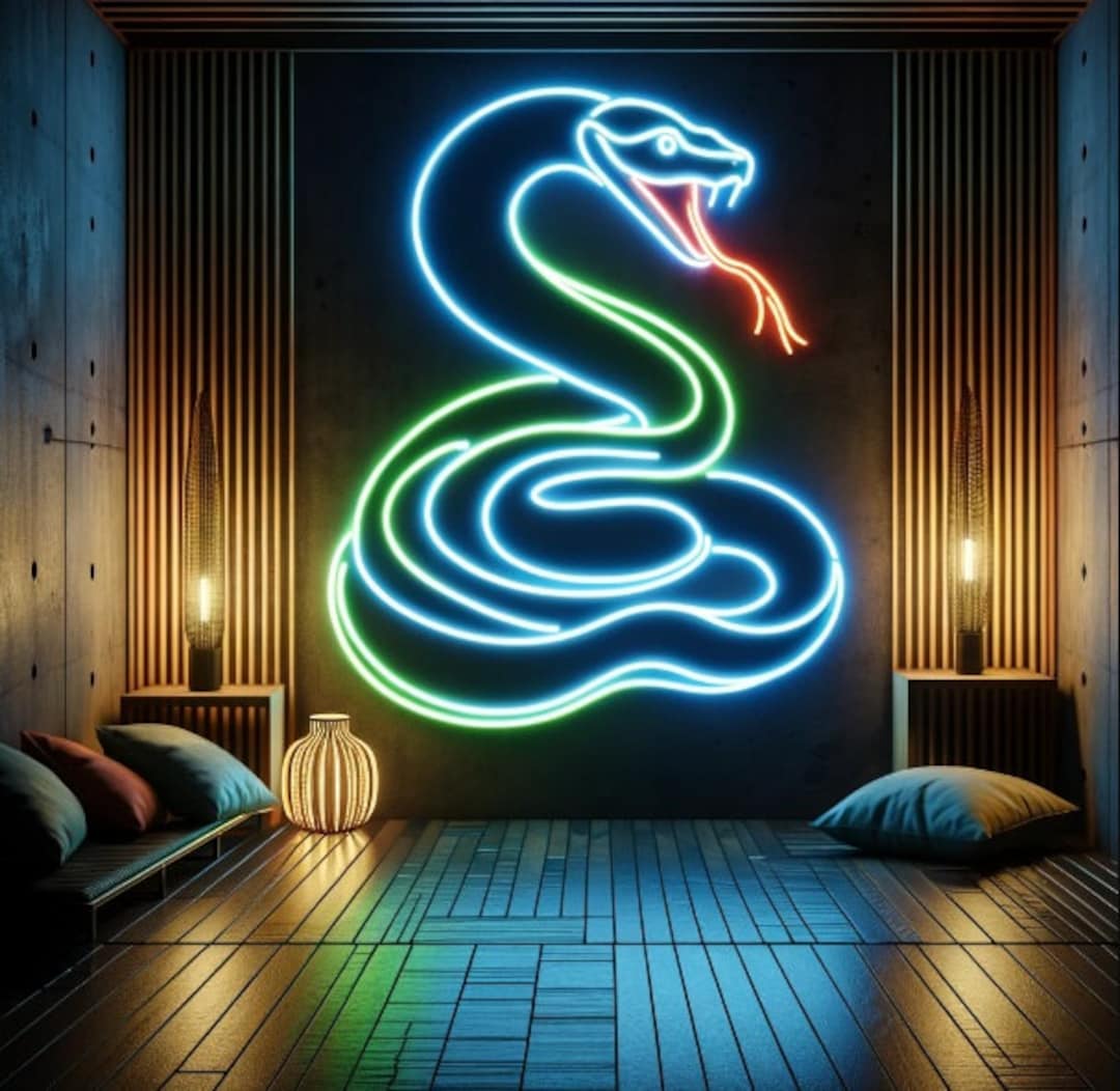 Neon Snake Sign, Neon Serpentgn, Neon Snake Open Mouth Sign, Neon ...