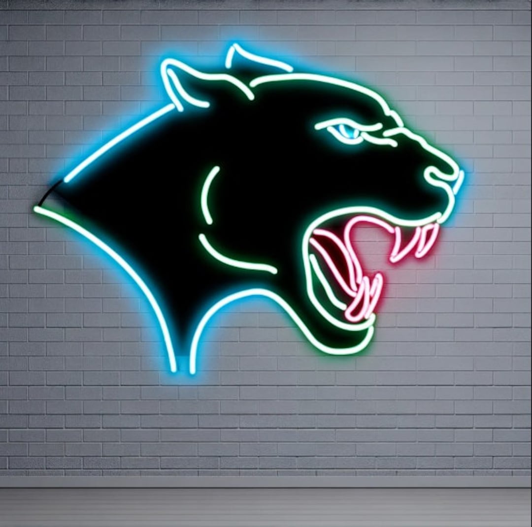Panther Neo Headn Sign, Angry Panther Neon Sign, Panther Silhouette ...