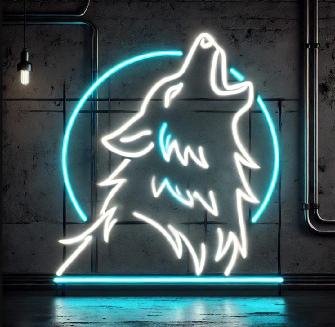 Neon Wolf Sign, Howling Wolf Neon Sign, Neon Wolf Light, Custom Neon ...
