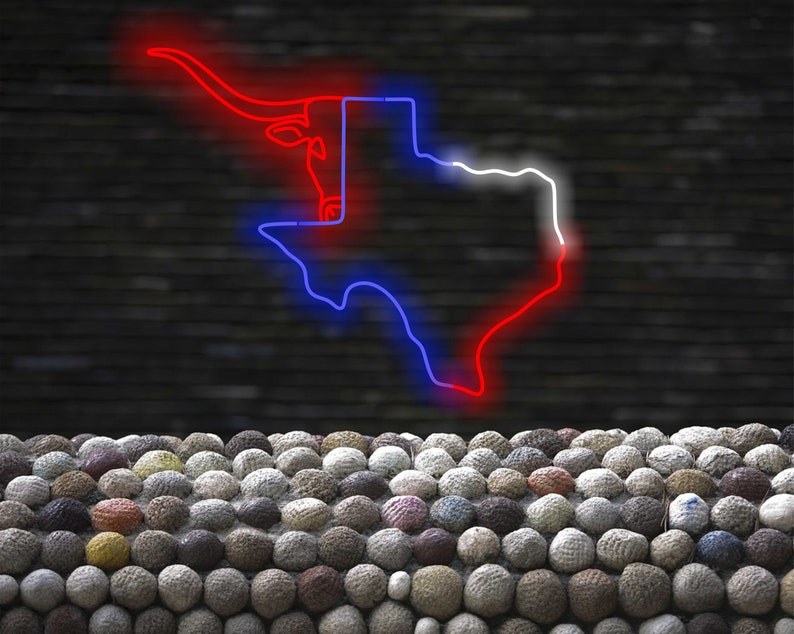 Texas Neon Sign, Texas State Map Neon Sign, Neon Light Map, Texas Neon ...