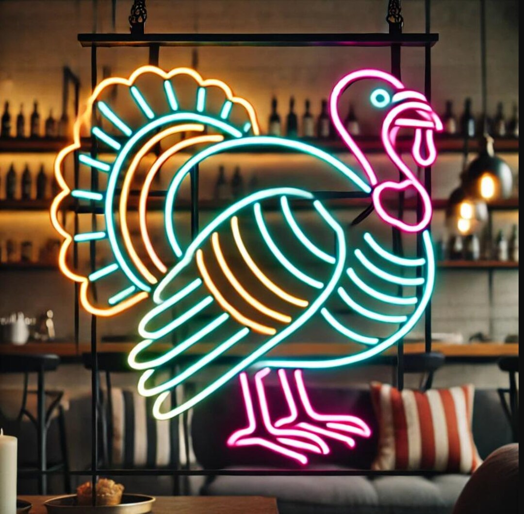 Turkey Neon Sign, Neon Turkey Light, Neon Thanksgiving Decor, Turkey ...