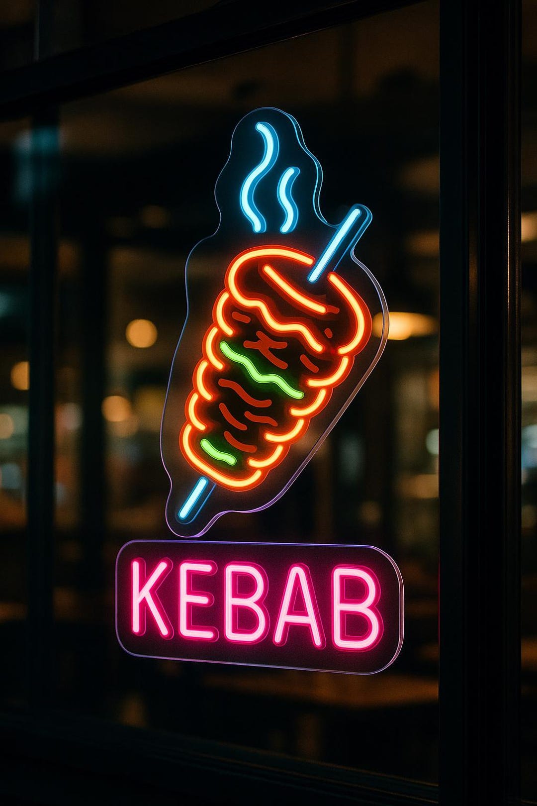 Kebab Sign, Neon Doner Sign, Neon Vertical Rotating Shawarma Sign, LED ...
