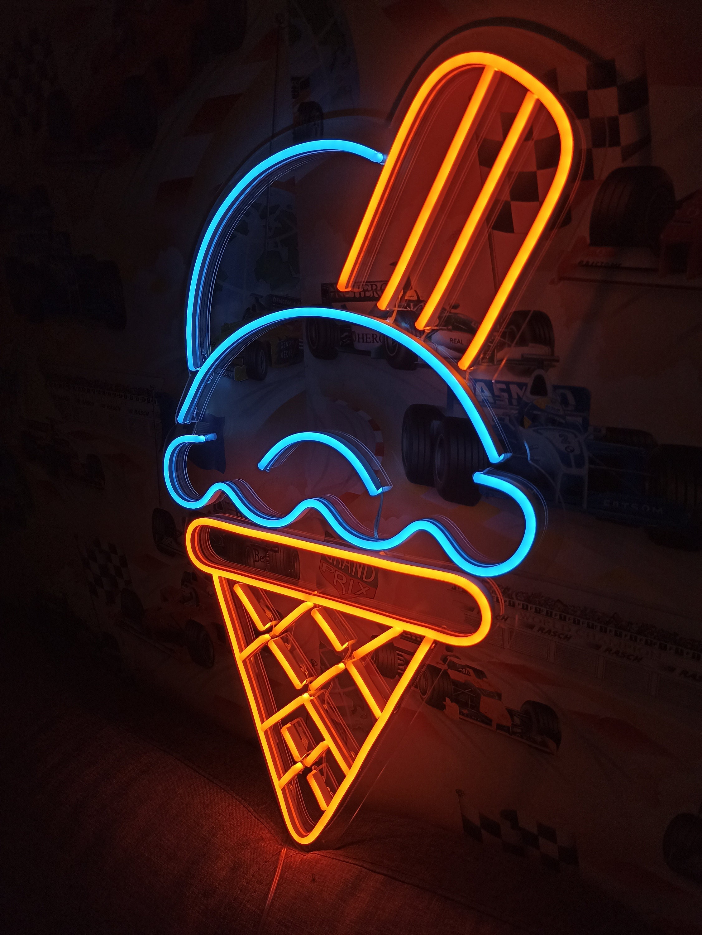 Ice Cream Neon Sign, Neon Sign Ice Cream Cone With Balloons, Ice Cream ...