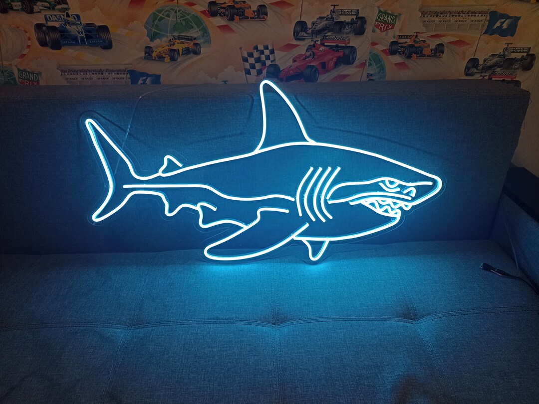 Neon Shark Sign, Shark-shaped Neon Sign, Neon Shark Light, Shark Neon ...