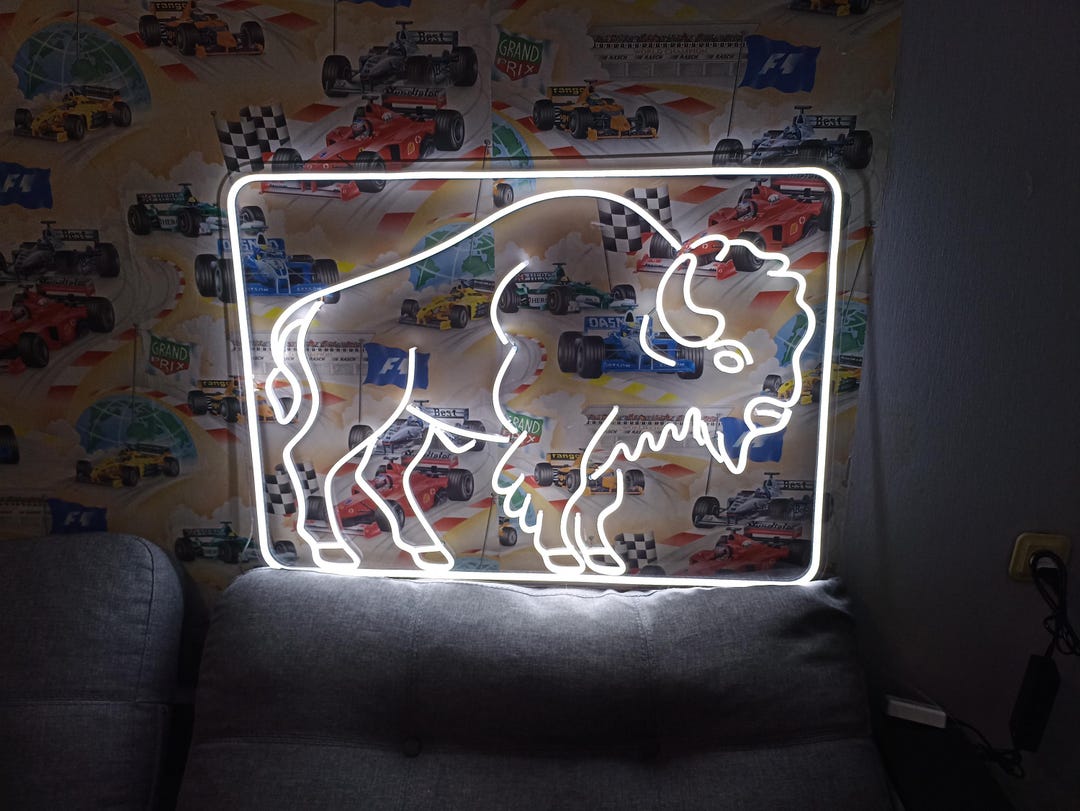 American Bison Neon Sign, Buffalo Neon Sign, Bison Neon Light, Buffalo ...