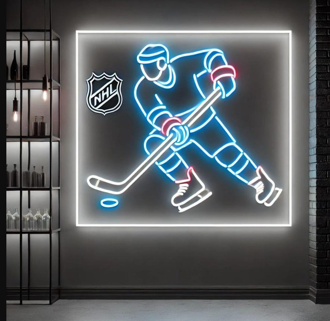 Hockey Neon Sign, Neon Hockey Player Sign, Hockey Player LED Sign, Neon ...