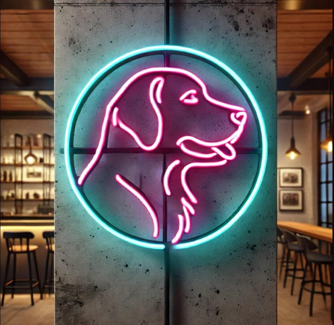 Retriever Neon Sign, Neon Retriever Head Sign, Retriever Neon Light ...