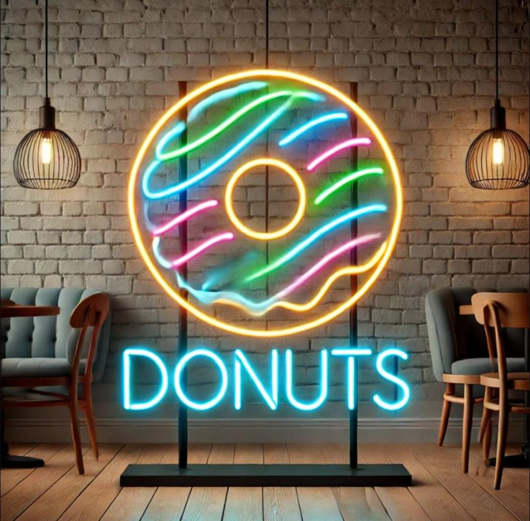 Neon Donut Sign, Donut - LED Food Neon Sign, Donut Neon Sign Sweet ...