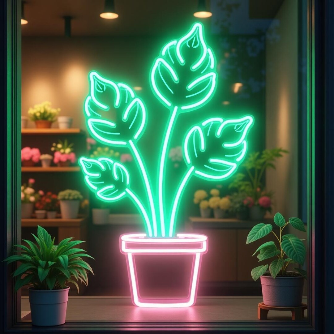 Monstera Leaf Neon Sign, Monstera Flower Neon Sign, Neon Monstera Leaf ...