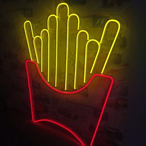 French Fries Neon Sign, Fast Food Neon Sign, Neon Sign Shaped Like Cup ...