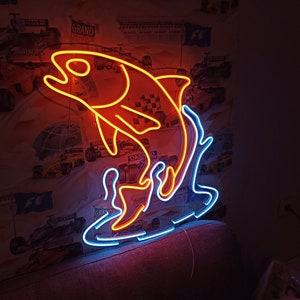 Salmon Fish Neon Sign, Fish Neon , Personalized Fishing Gift Led Light ...