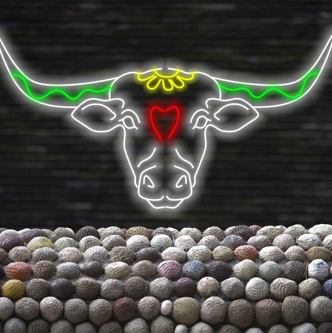 Longhorn Bull Neon Sign, Western Neon Sign, Lighted up Signs Western ...