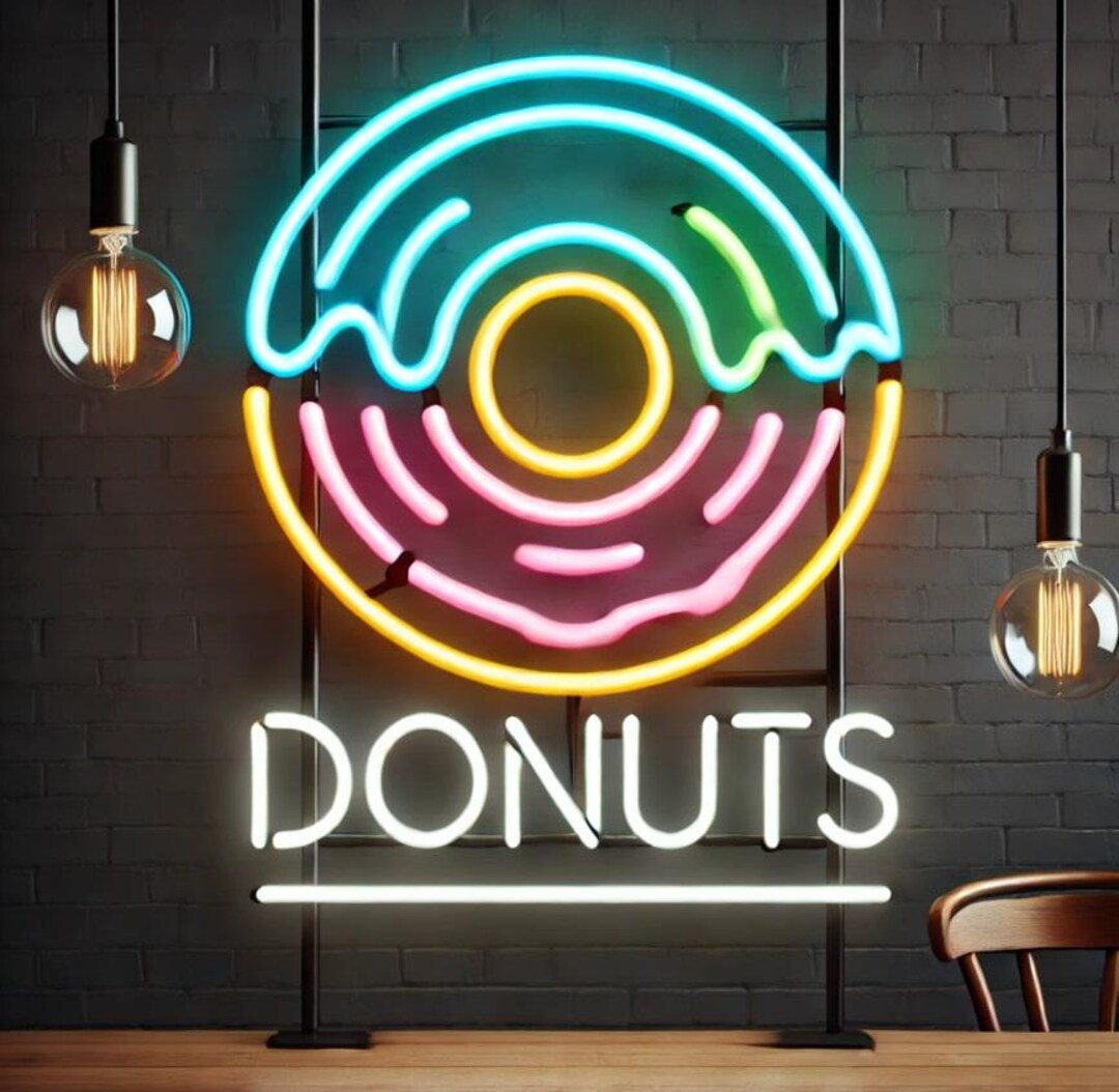 Neon Donut Sign, Donut - LED Food Neon Sign, Donut Neon Sign Sweet ...