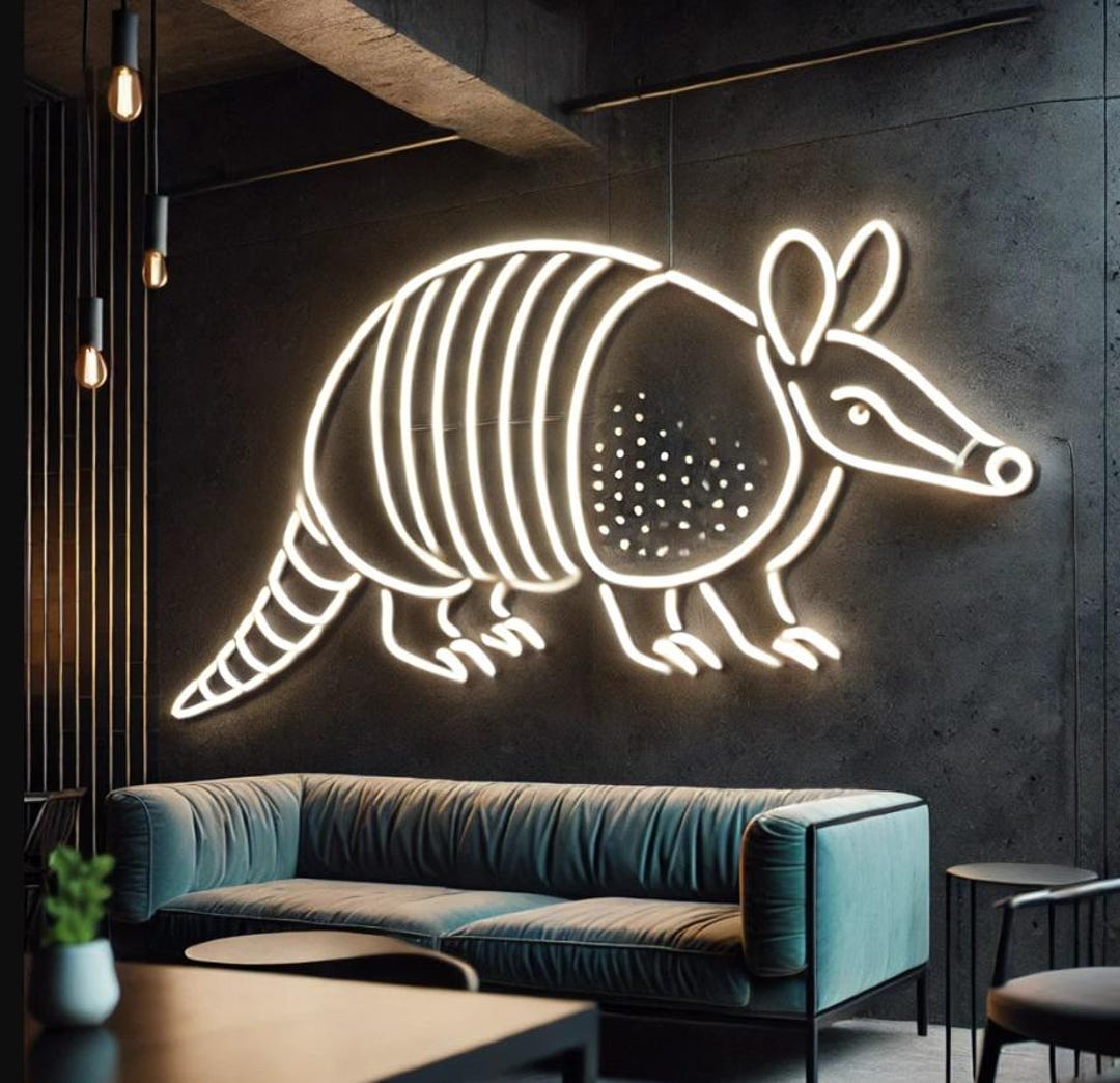 Armadillo Neon Sign, Armadillo Neon Light, Neon Armadillo Sign, Custom ...