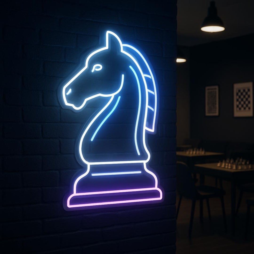 Chess Knight Neon Sign – Horse Shaped Neon Light for Game Room, Man ...