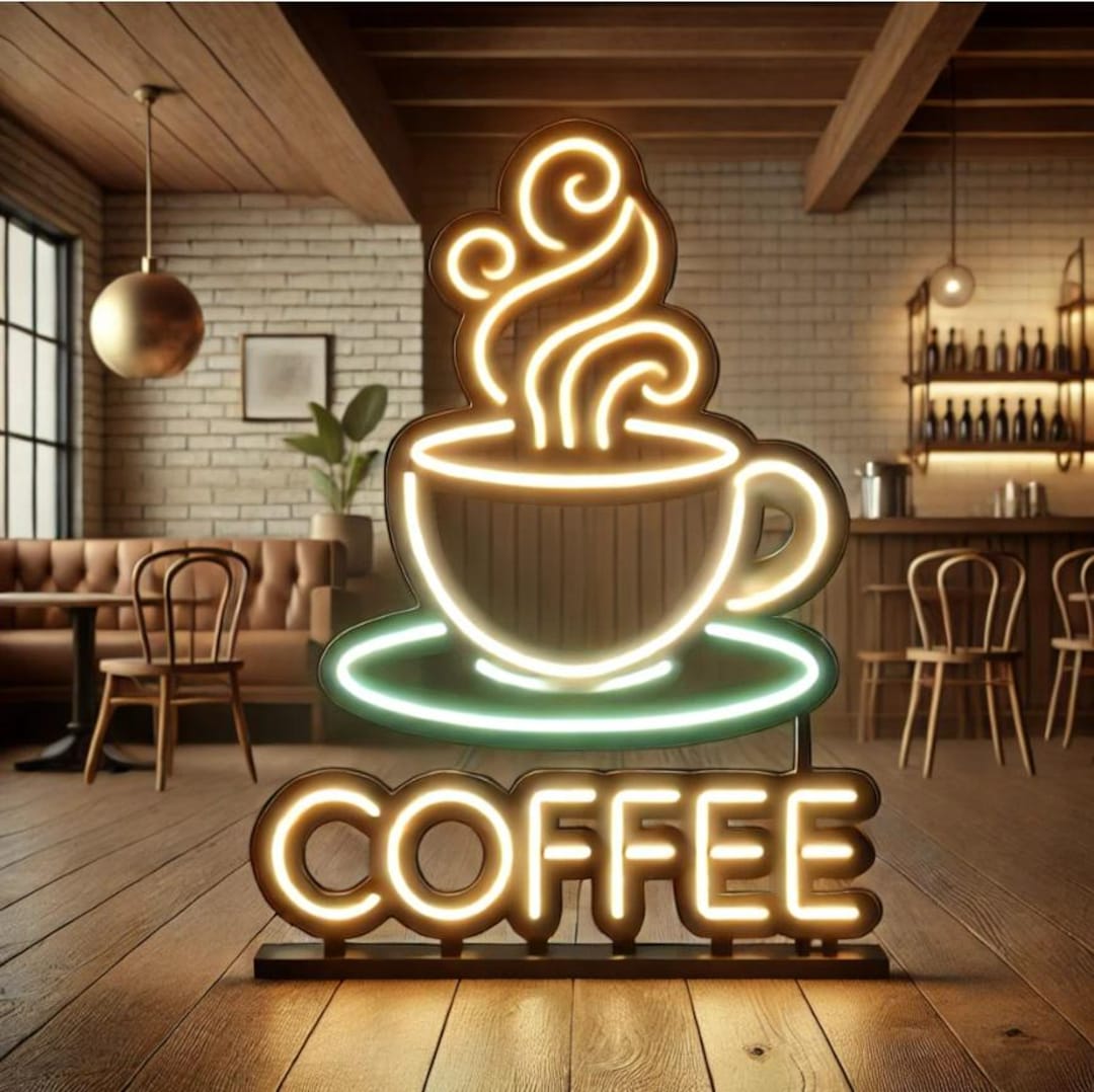 Coffee Cup Neon Sign, Coffee Cup Led Light ,coffee Cup With Inscription ...