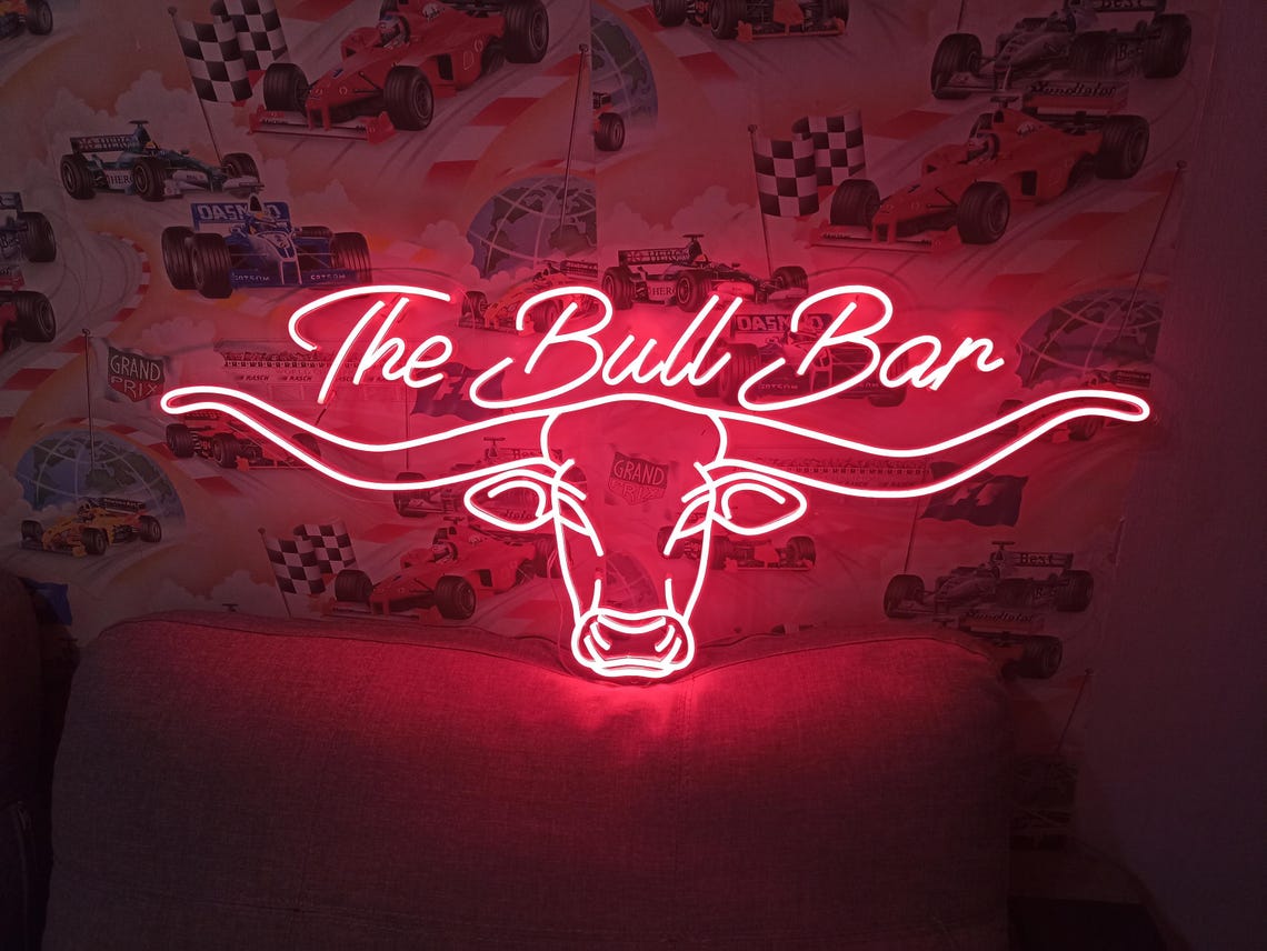 Bull Neo Headn Sign, Cowboy Neon Light, Rodeo Neon Sign, Western-themed ...