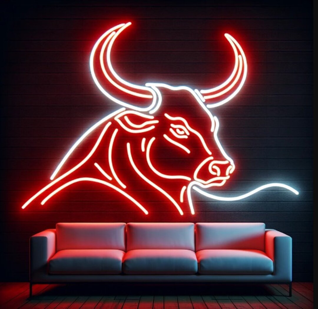 Rodeo Neon Sign, Bull Head Neon Sign, Cowboy Neon Light, Western-themed ...