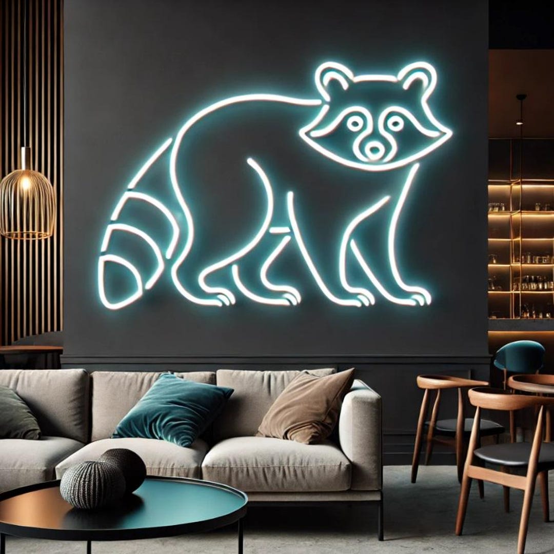 Raccoon Neon Sign, Raccoon LED Sign, Neon Raccoon Light, Raccoon Wall ...