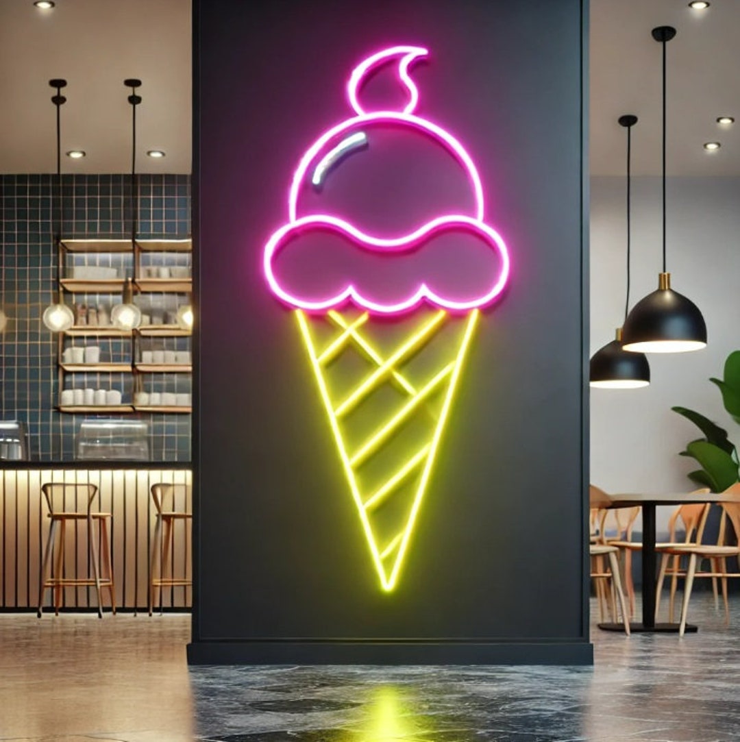 Ice Cream Cone With Balloons Neon Sign, Ice Cream Neon Sign, Ice Cream ...