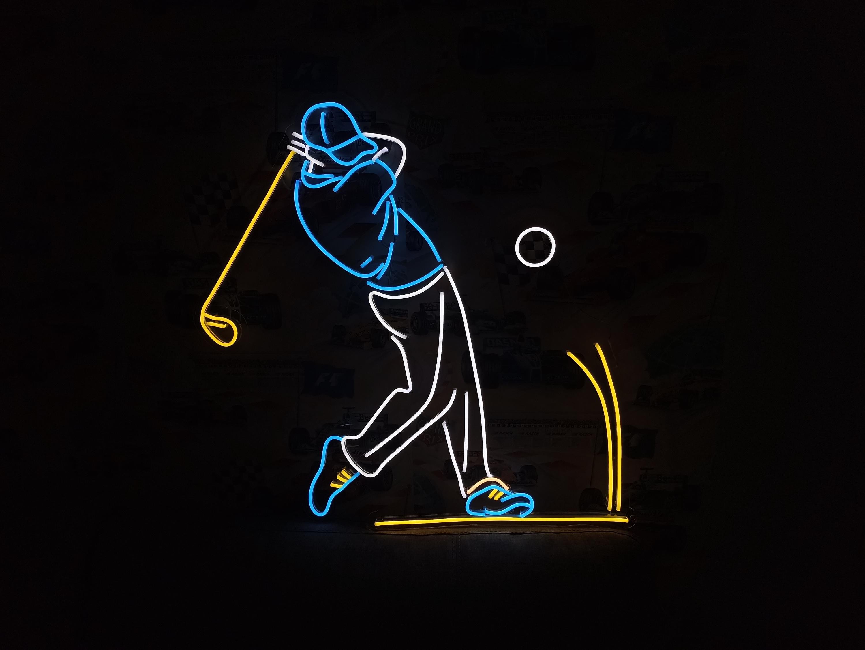 Golf Player Neon Sign, Neon Golf Sign, Neon Golf Ball Sign, Golf-themed ...