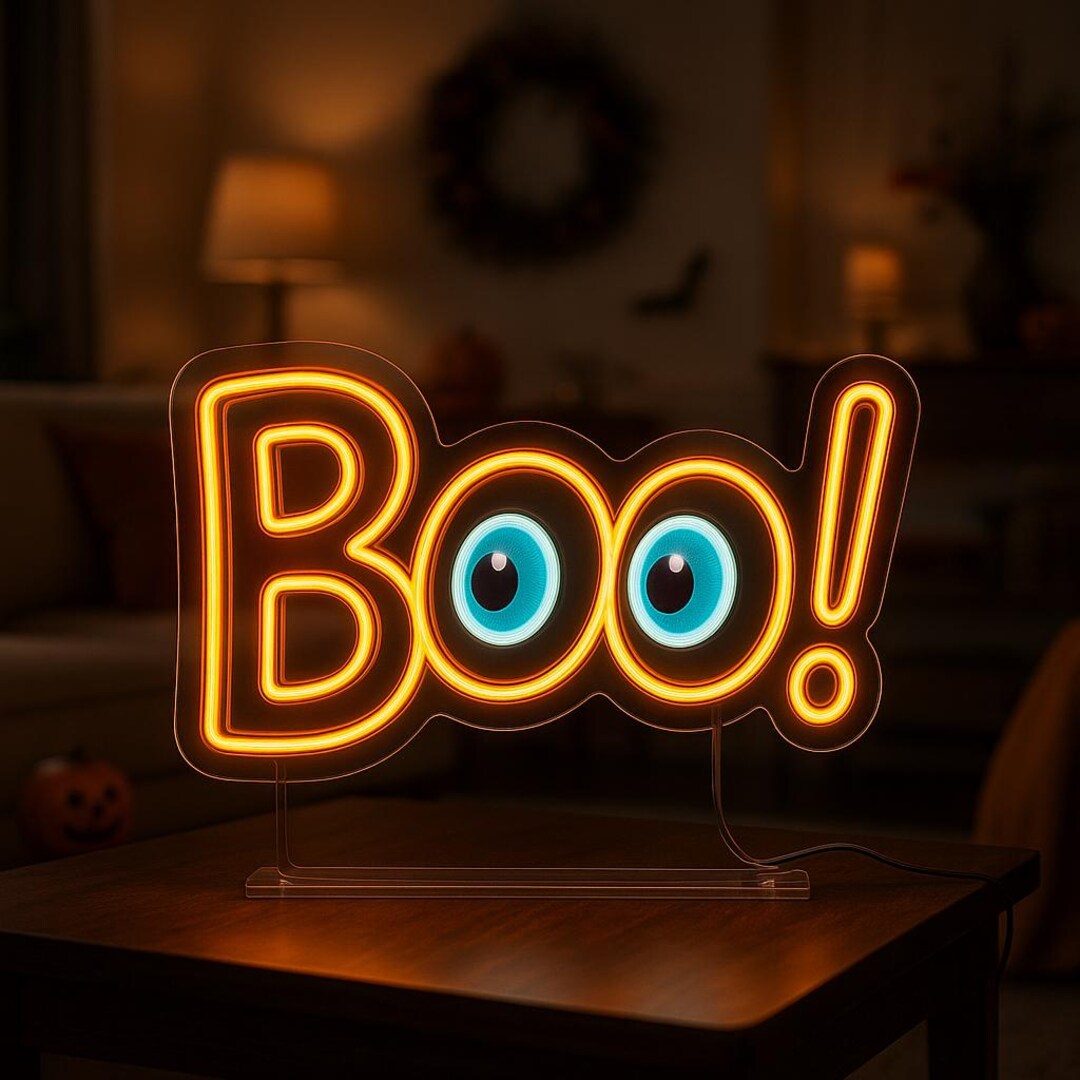 Boo Neon Sign – Spooky Halloween Neon Light for Wall Decor, Haunted ...