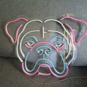 Bulldog Neon Sign, Bulldog-shaped Neon Light, Neon Bulldog Wall Art ...