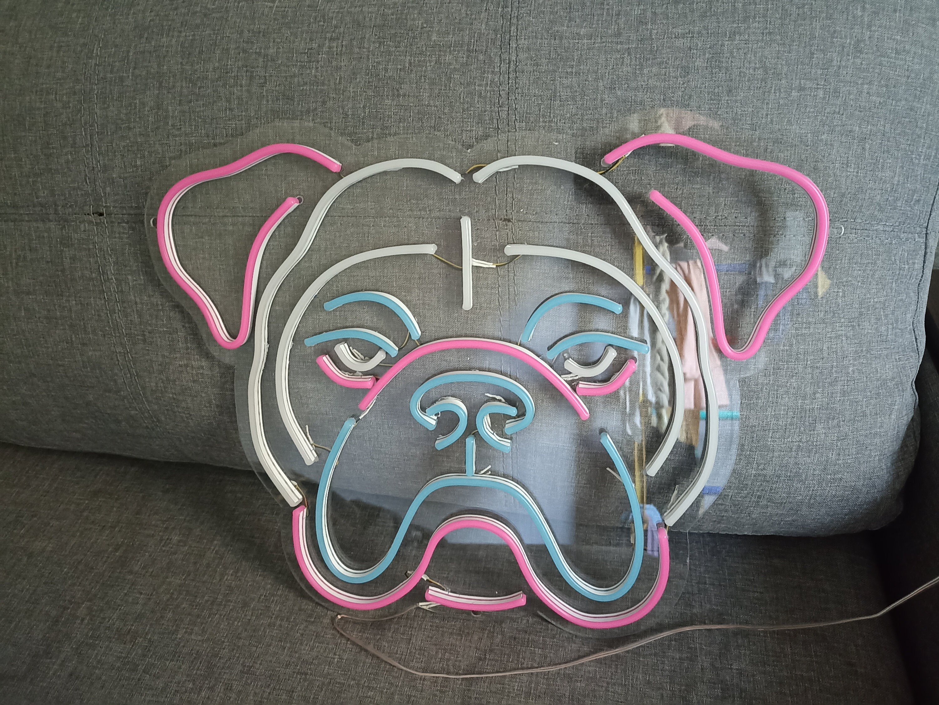 Neon Bulldog Head Sign, Bulldog Neon Sign, Bulldog-shaped Neon Light ...