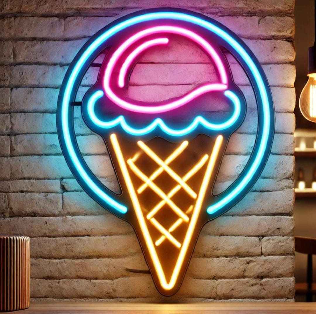 Ice Cream Cone With Balloons Neon Sign, Ice Cream Neon Sign, Ice Cream ...