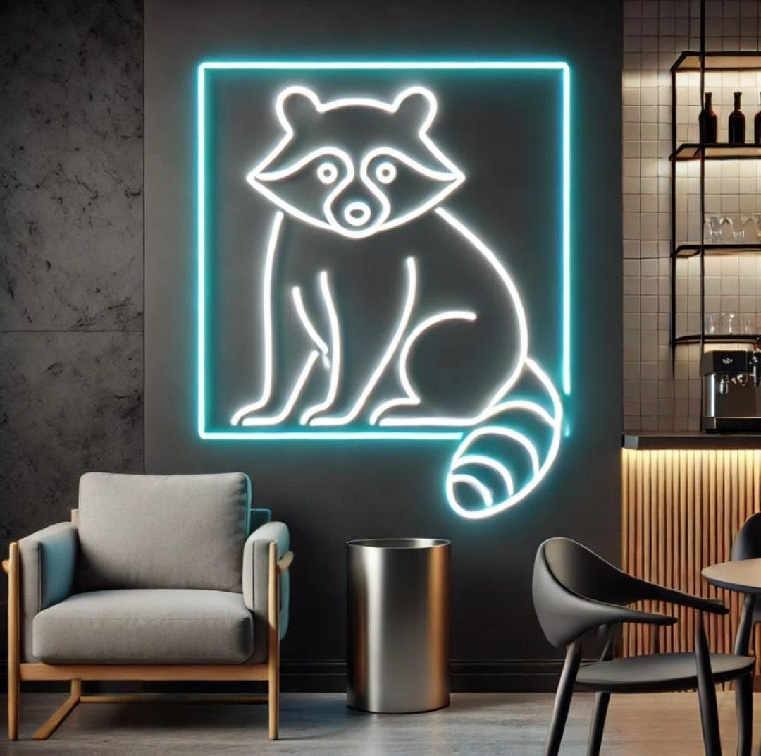 Raccoon Neon Sign, Raccoon LED Sign, Neon Raccoon Light, Raccoon Wall ...
