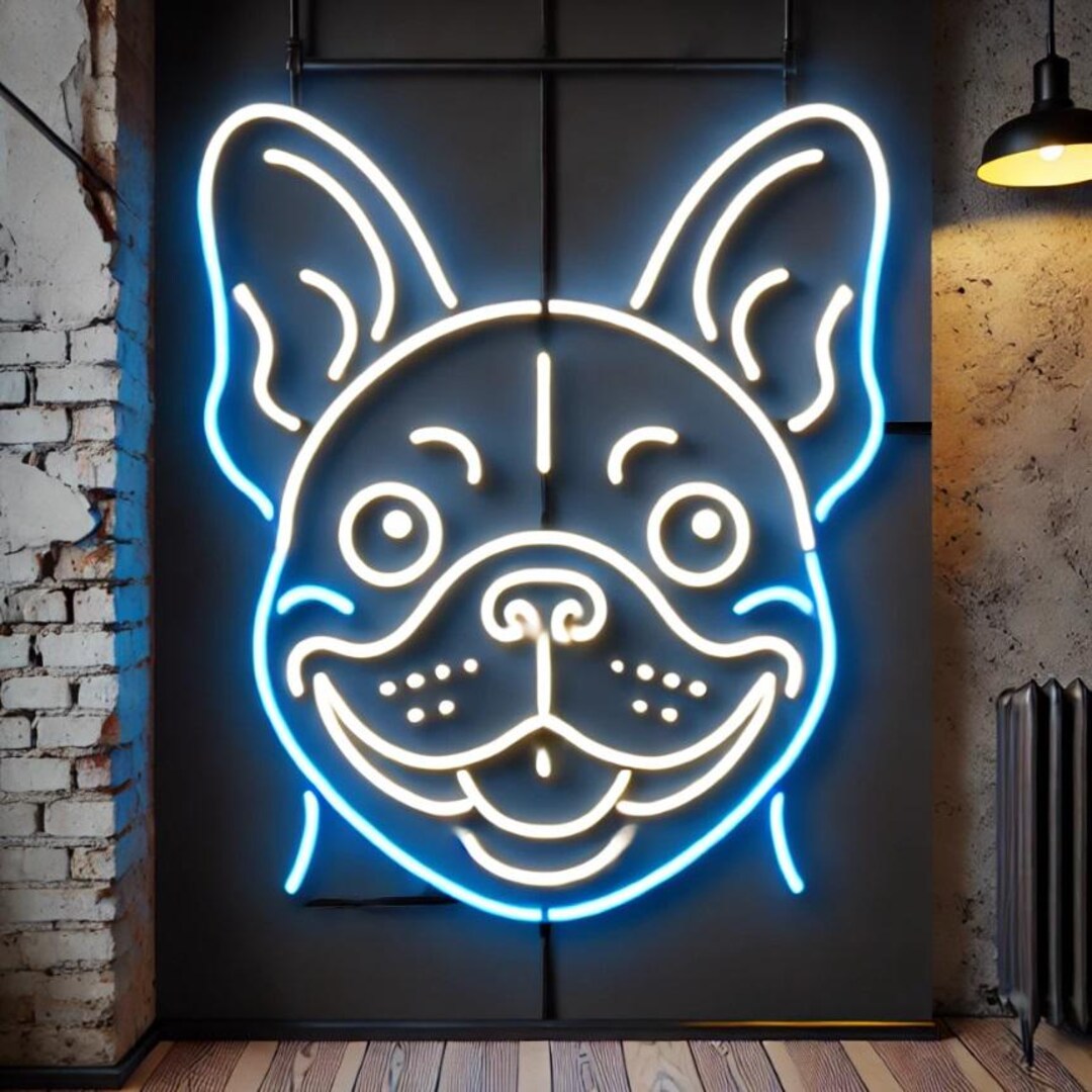Bulldog Head Neon Sign, Bulldog Neon Sign, Frenchbulldog Neon Light ...