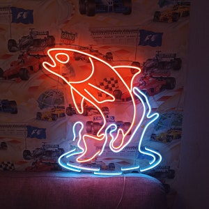 Salmon Fish Neon Sign, Fish Neon , Personalized Fishing Gift Led Light ...