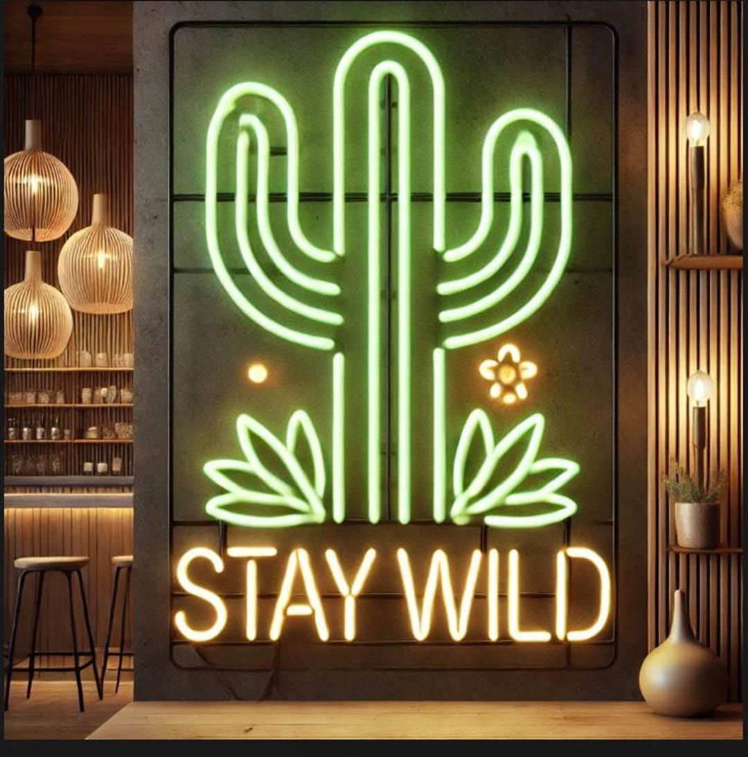 Cactus Neon Sign, Stay Wild Neon Sign, Cactus LED Sign, Stay Wild Light ...