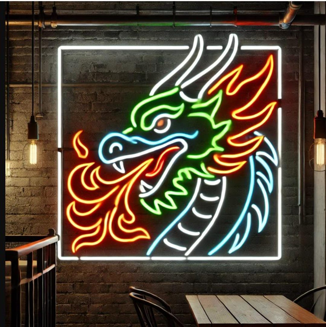 Dragon Neon Sign, Dragon Head Neon Sign, Dragon LED Sign, Dragon Head ...