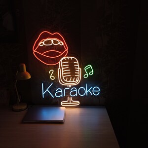 Karaoke Neon Sign, Karaoke Bar Neon Sign, Microphone Neon Sign, Music ...