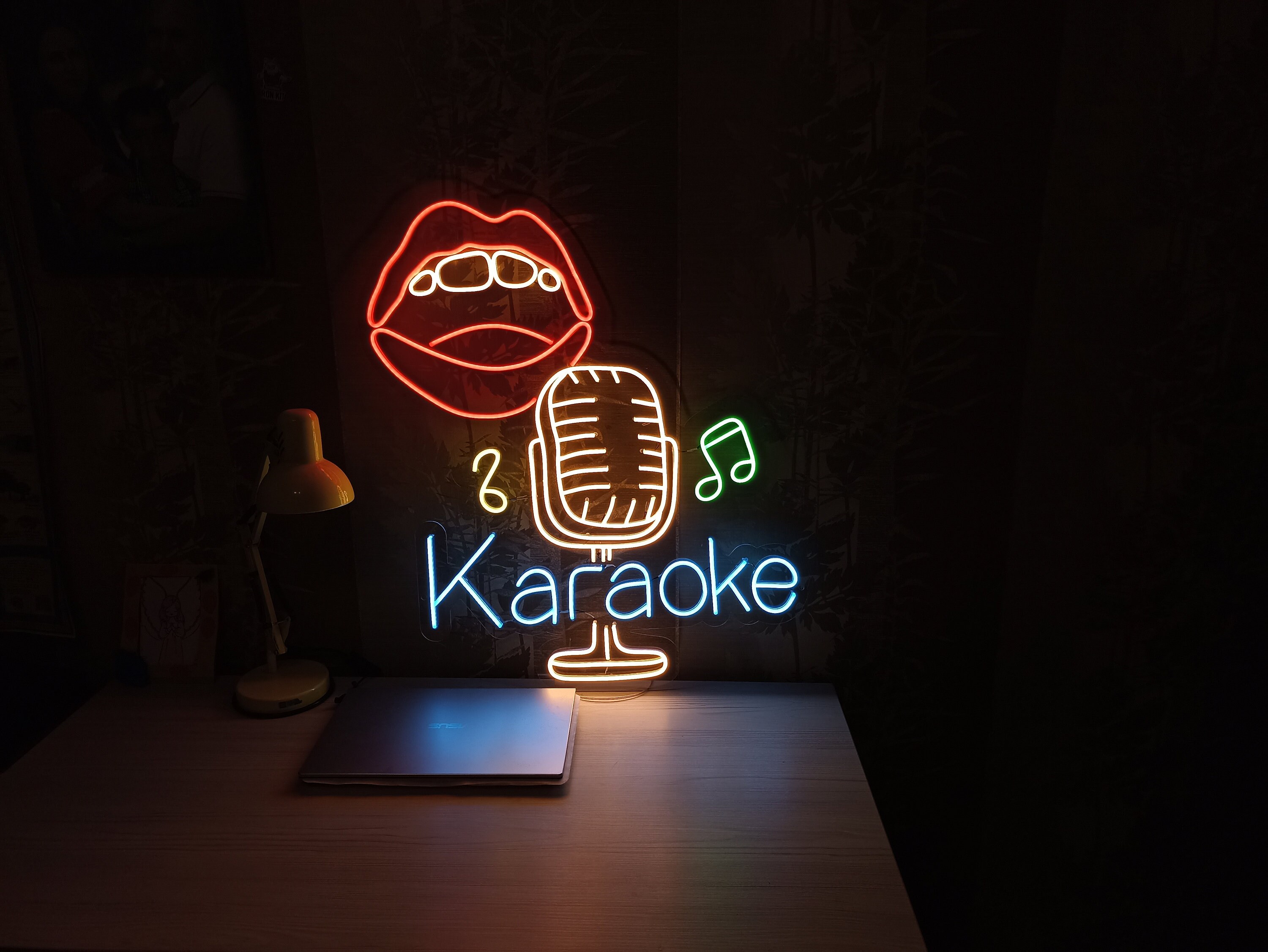 Karaoke Neon Sign, Karaoke Bar Neon Sign, Microphone Neon Sign, Music ...